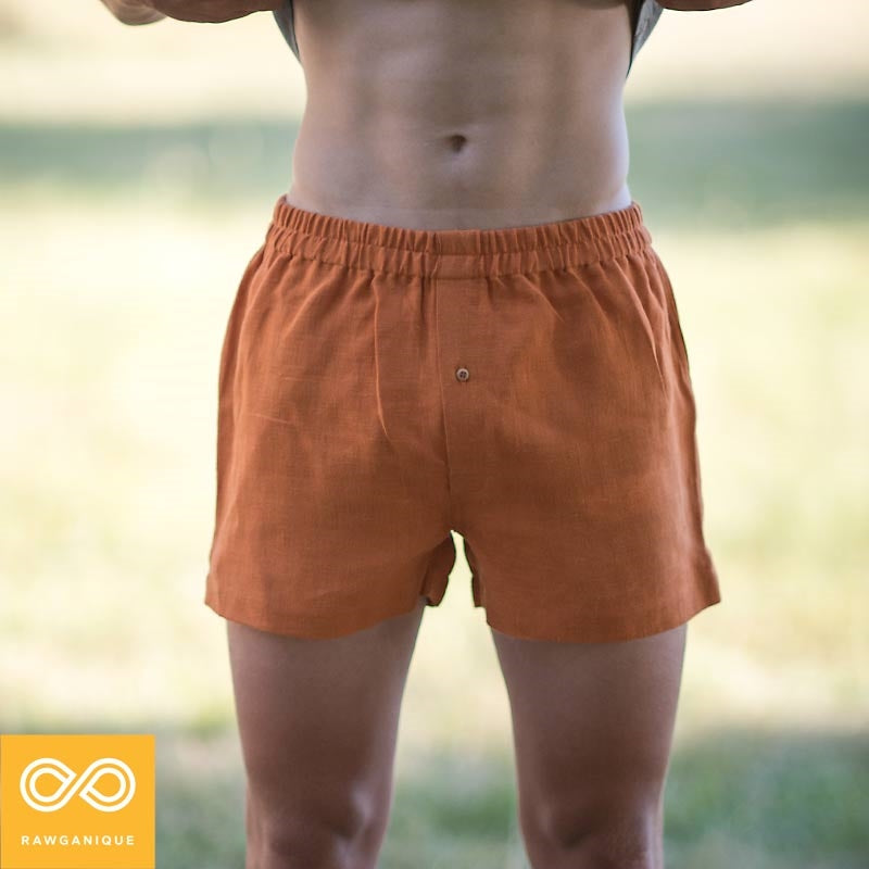 100% Organic Hemp Boxers Shorts (Plastic-Free Nut Button – Rawganique