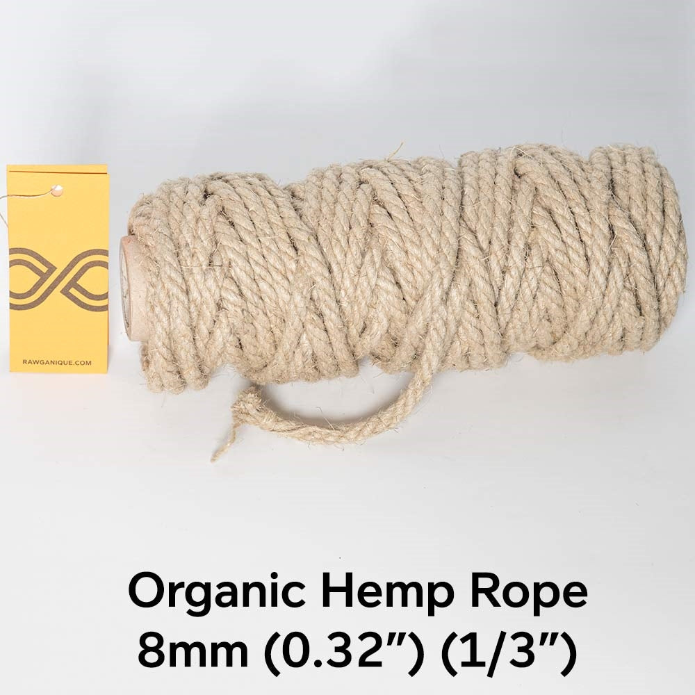 8mm 0.32" Organic Hemp Rope by Rawganique Since 1997 | Skin-friendly ...
