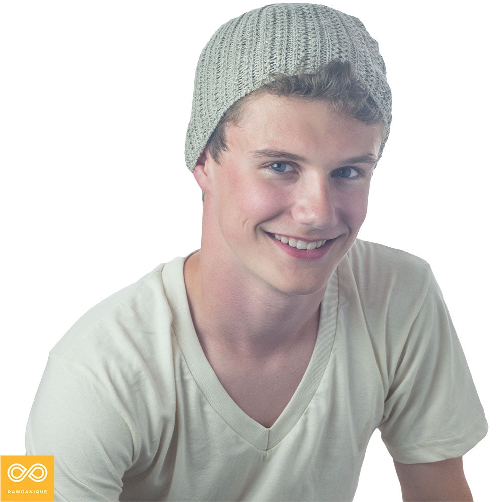 100% Organic Linen Knit Hat Skull Cap Beanie Toque – Rawganique