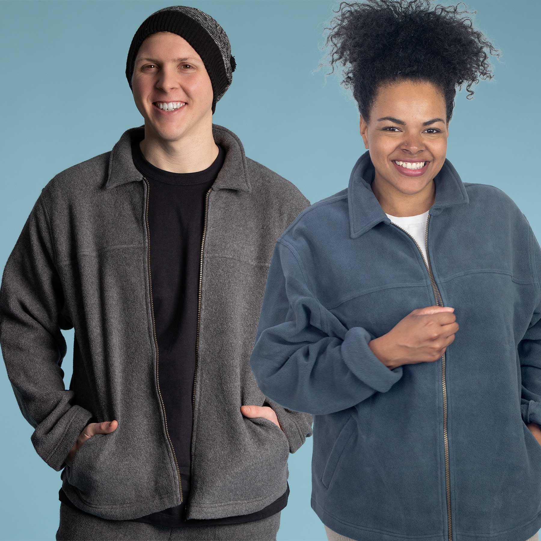 100% Organic Cotton Fleece Zippered Collared Jacket (Plastic-free ...