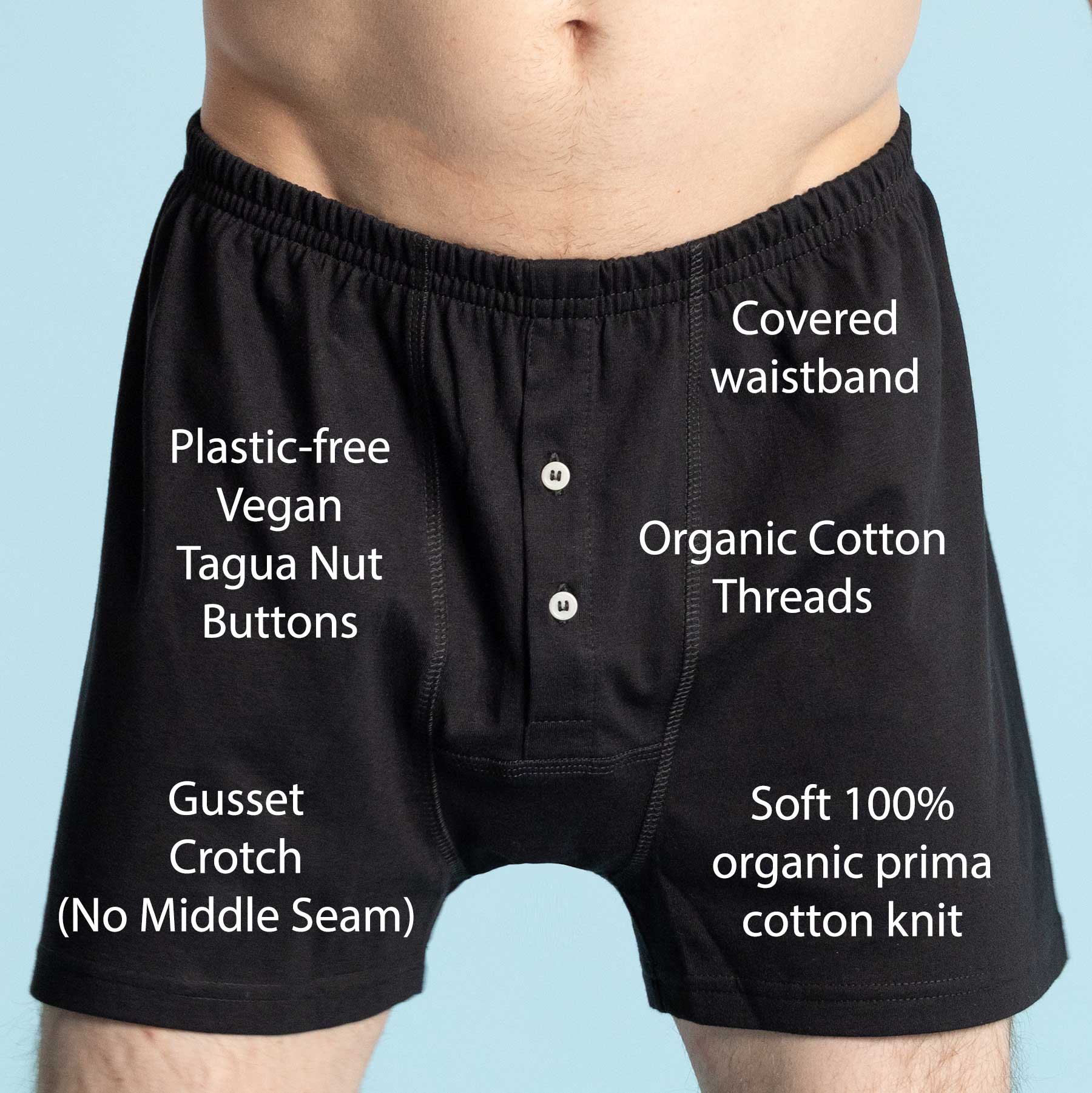 100% Organic Cotton Boxers Shorts (Plastic-Free Buttons; Organic ...