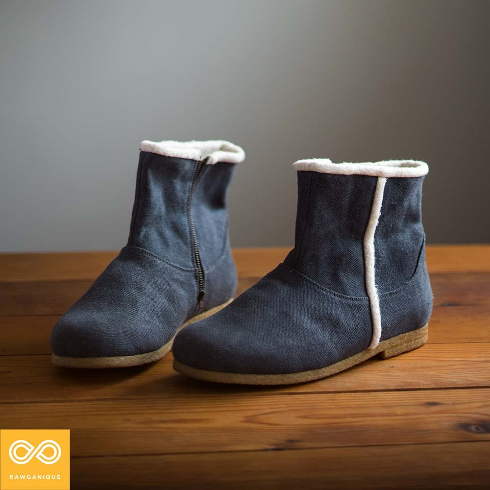 Handmade Vegan Organic Cannabis Hemp Winter City Boots by Rawganique